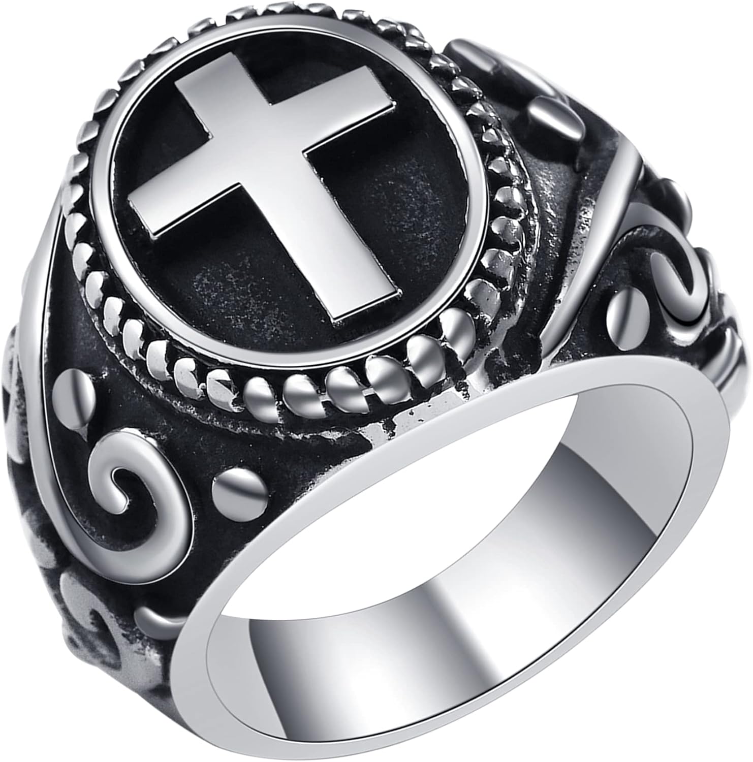 NMQLX Men's Ring, Vintage Cross Ring, Stainless Steel Punk Ring|Amazon.com