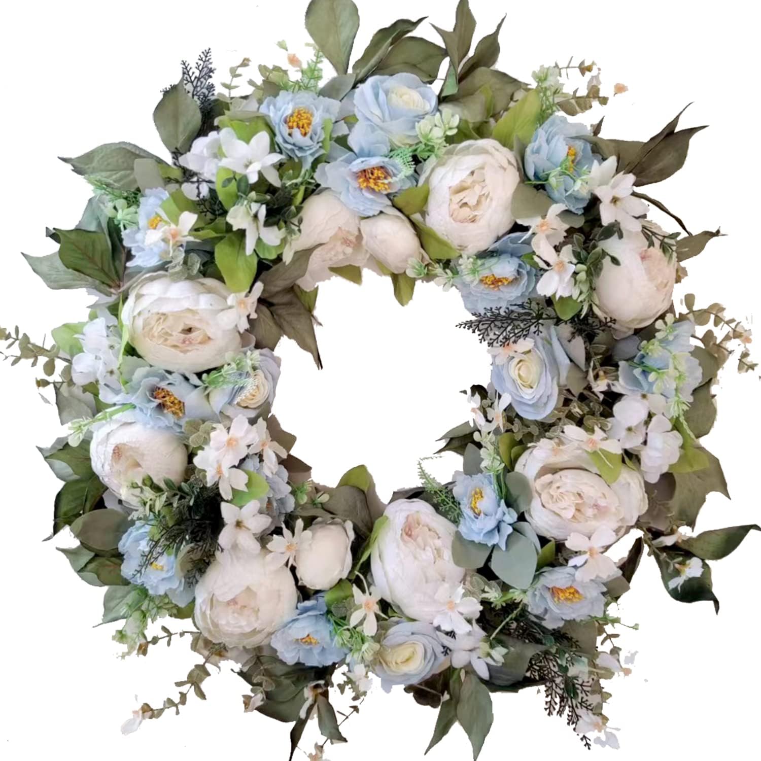 Amazon.com: Artificial Flower Wreath, 15 h Blue Simulation Rose Wreath ...