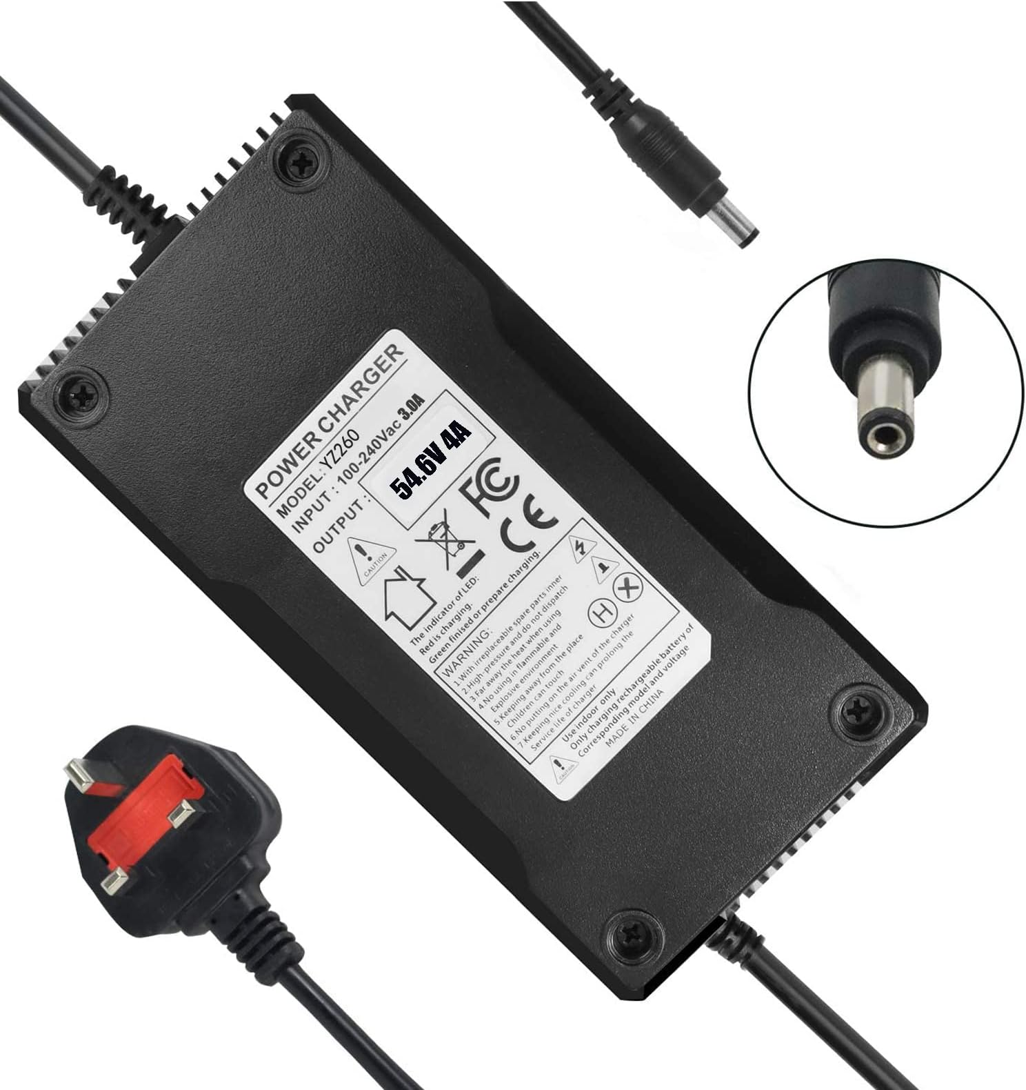 LabTEC 54.6V 48V 2A Electric Bike Lithium Battery Charger for 48V 2A 13S Li-on Battery E-bike ...