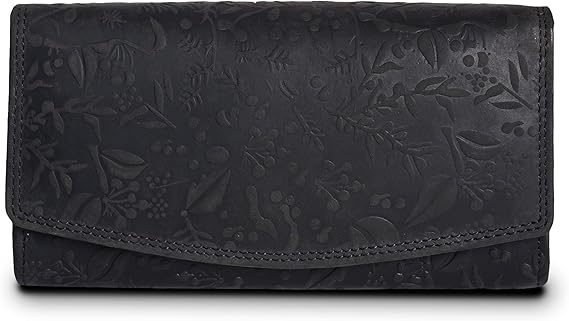 Amazon.com: VALENCHI RFID Flower embossed Leather Wallet for Women ...