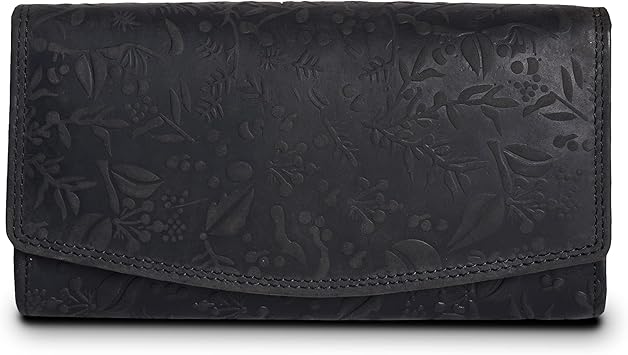 Amazon.com: VALENCHI RFID Flower embossed Leather Wallet for Women ...