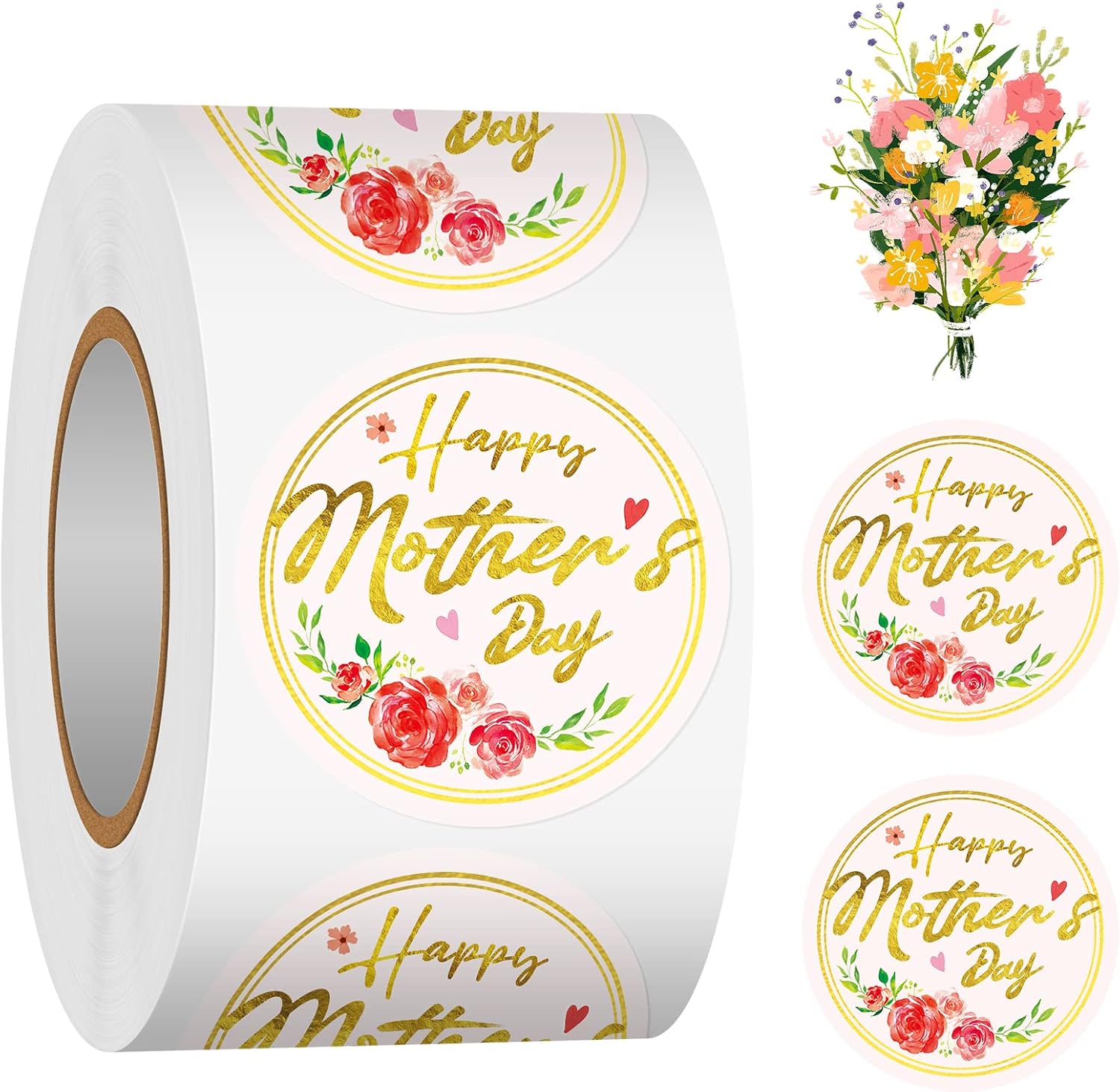 Amazon.com : Acetiamin Happy Mother's Day Label Stickers Roll, 1.5" 500 ...