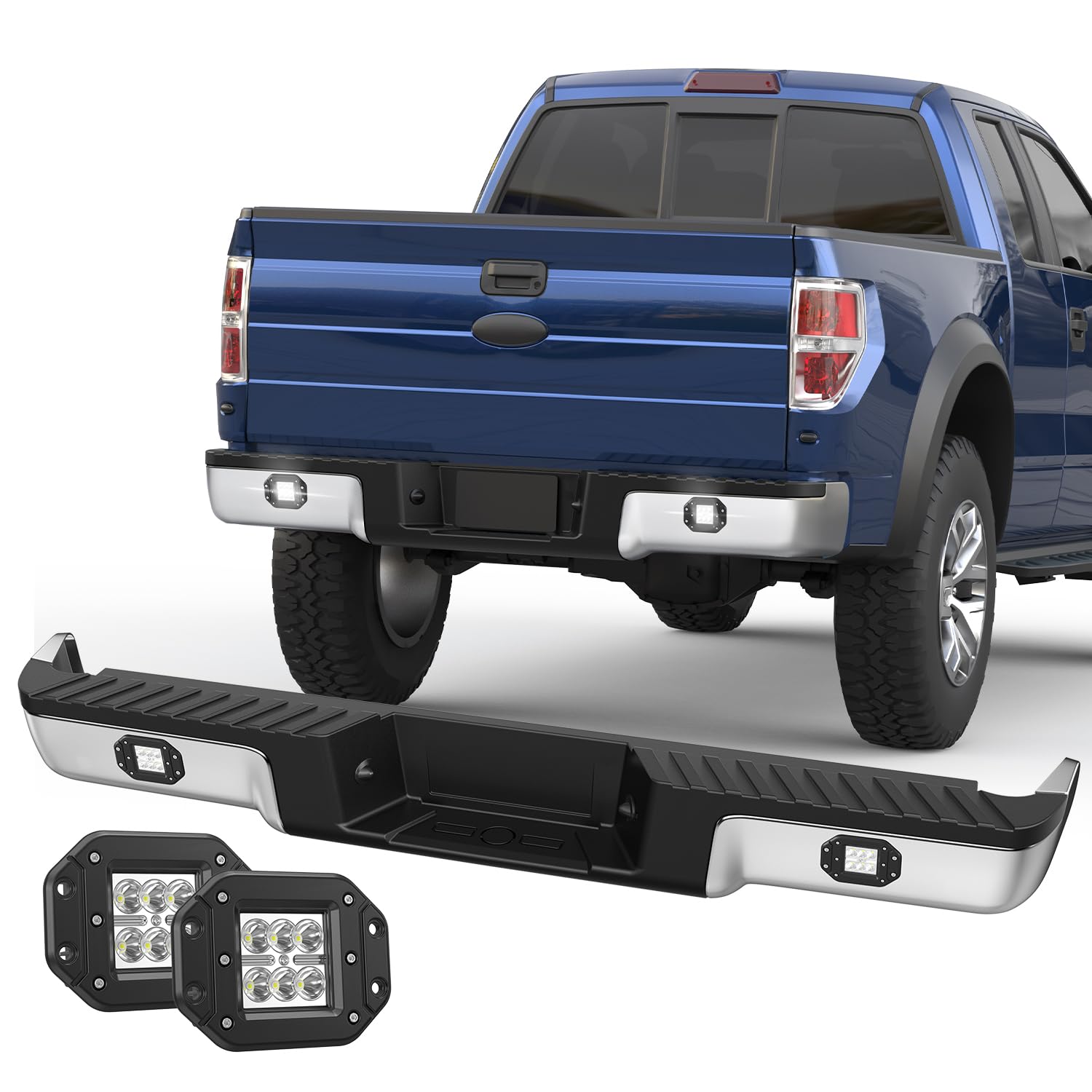 Amazon.com: KUIPERAUTO Chrome Rear Step Bumper Assembly Compatible for ...