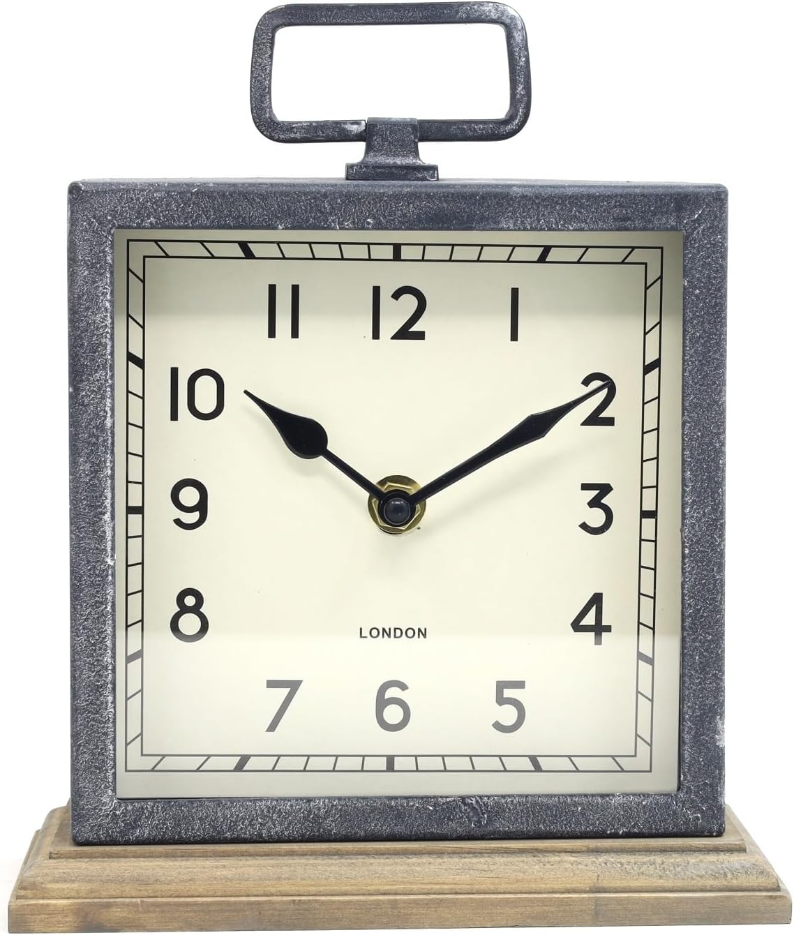 21CM Contemporary Rustic Metal Wood Square Mantel Mantle Clock : Amazon ...