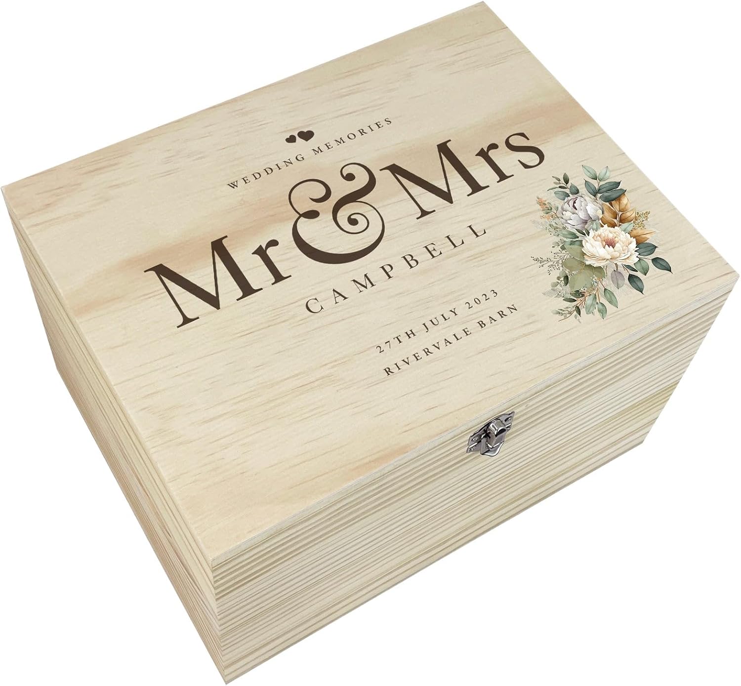Personalised Wooden Boho Floral Keepsake Memory Box | Custom Gift ...