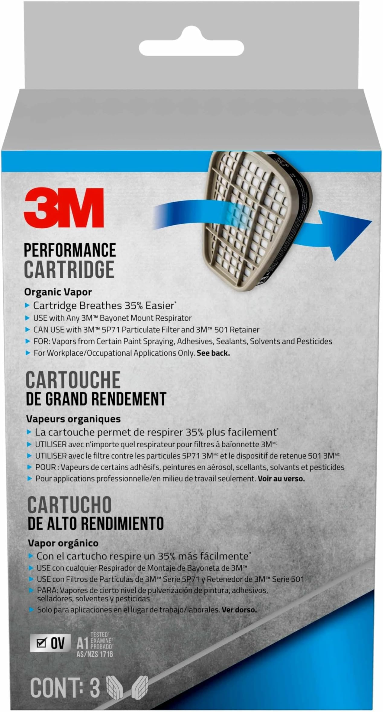 Amazon.com: 3M Organic Vapor Cartridge/Filter 60921, P100 Respiratory ...