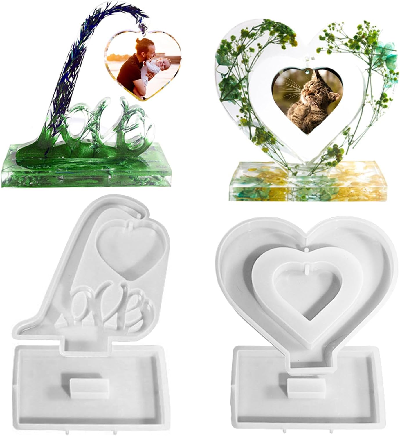 Amazon.com: Japleed 2pcs Picture Frame Resin Mold, Heart Resin Mold for ...