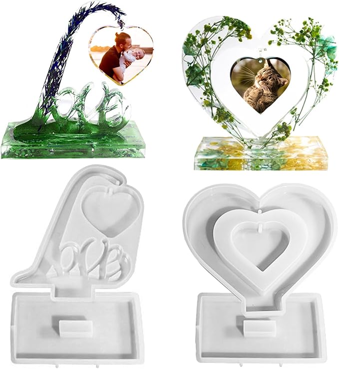 Amazon.com: Japleed 2pcs Picture Frame Resin Mold, Heart Resin Mold for ...