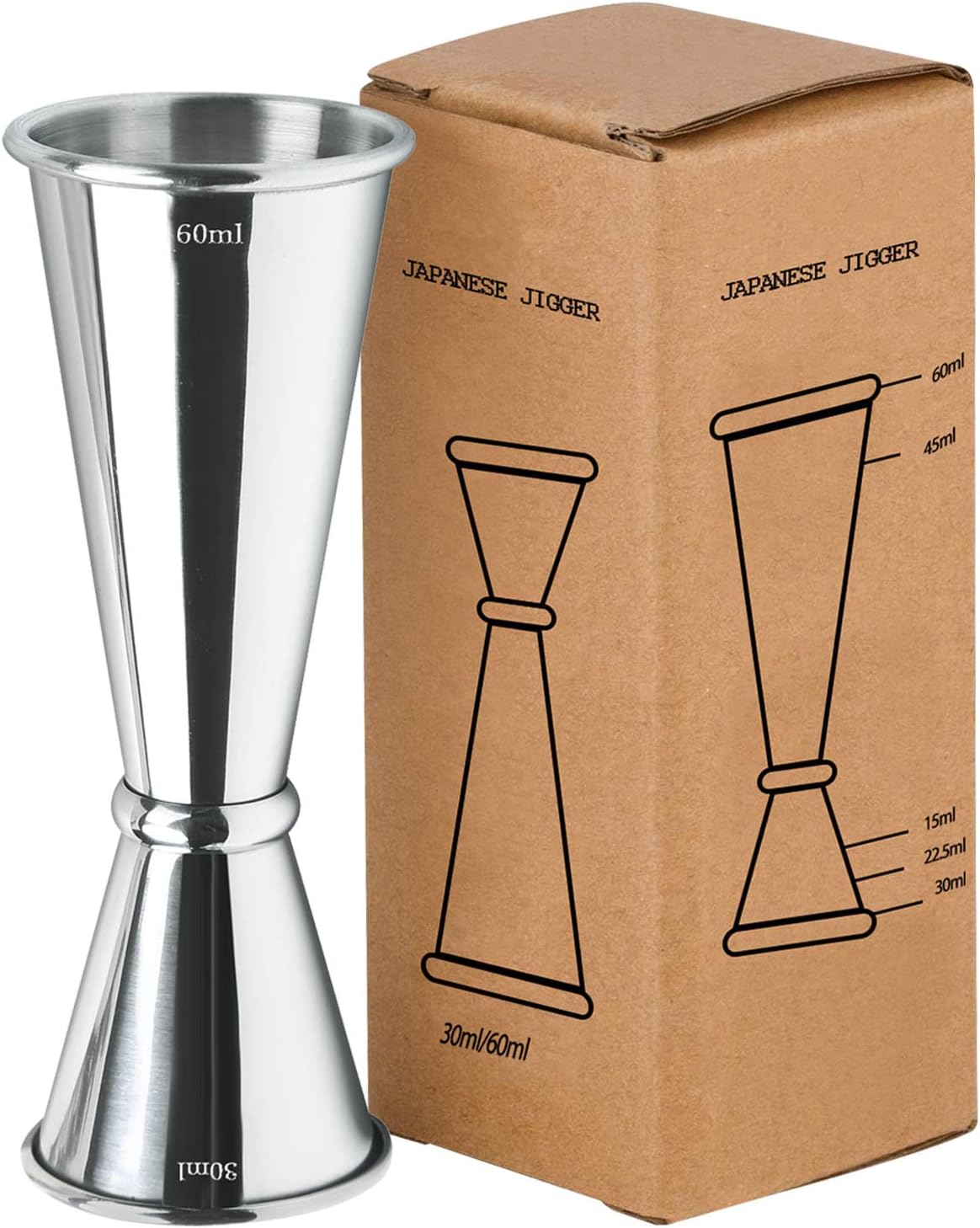 BarCraft Cocktail Jigger Dual Spirituosen Messbecher, Edelstahl, 25ml ...