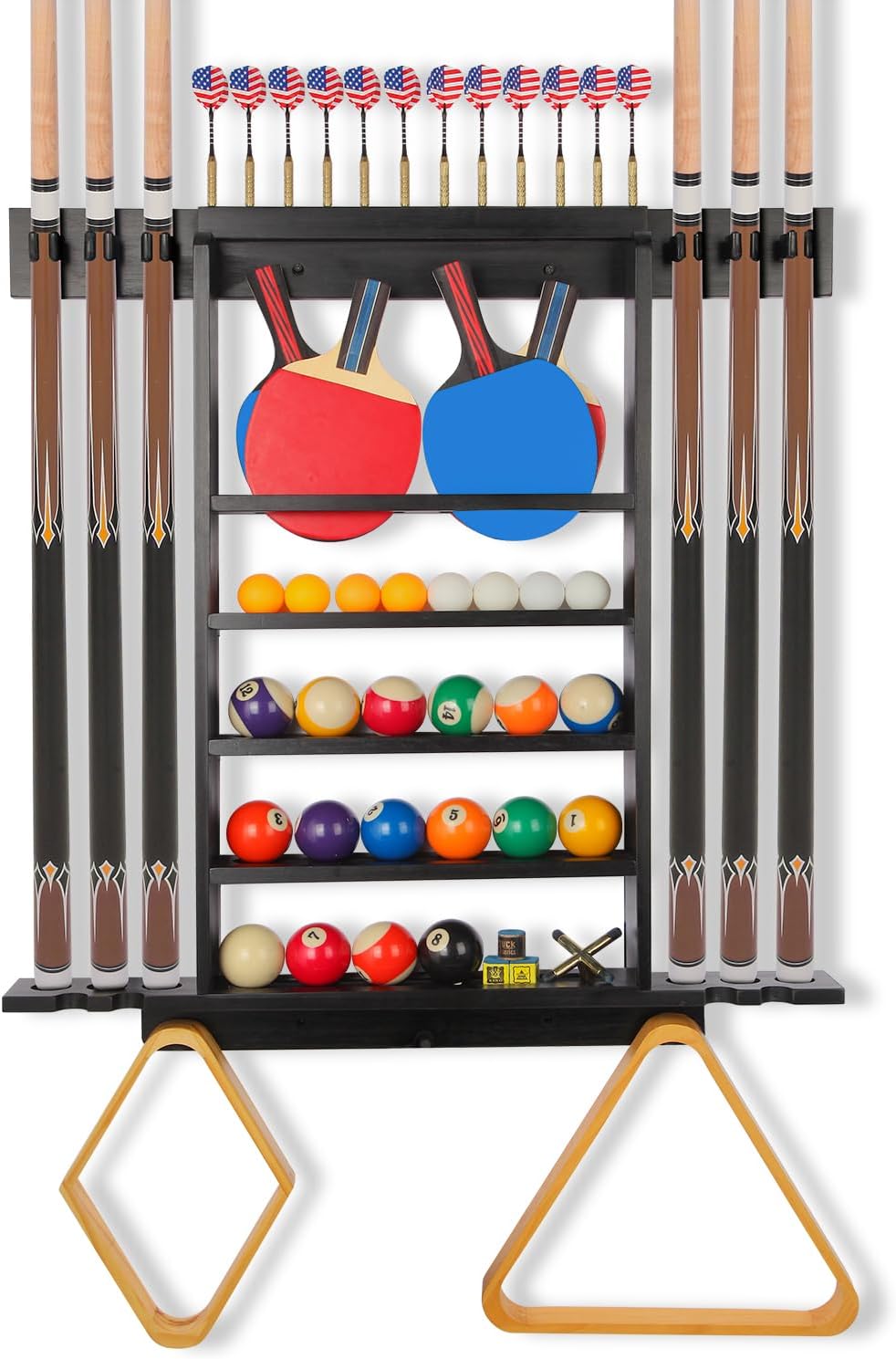 Amazon.com: Onemacc Pool Stick Holder Wall Mount, Pool Cue Rack, Ping ...