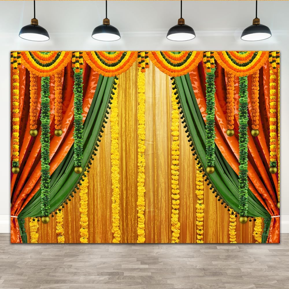Amazon.com: Lofaris India Pooja Photography Backdrop Puja Ganpati Pooja ...