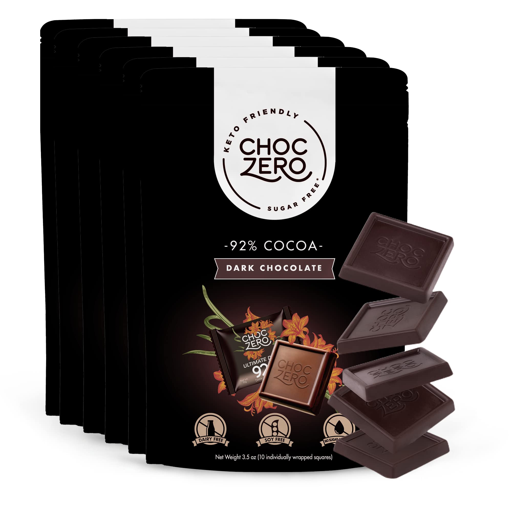 Buy ChocZero's 92% Cocoa Ultimate Dark Chocolate - Sugar Free, Low Carb ...