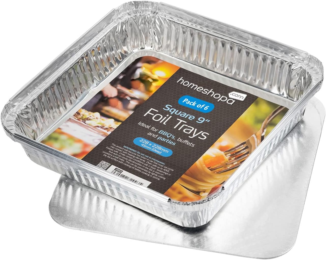Homeshopa Aluminium Square Foil Trays, 12 Pack Disposable Tin Foil ...