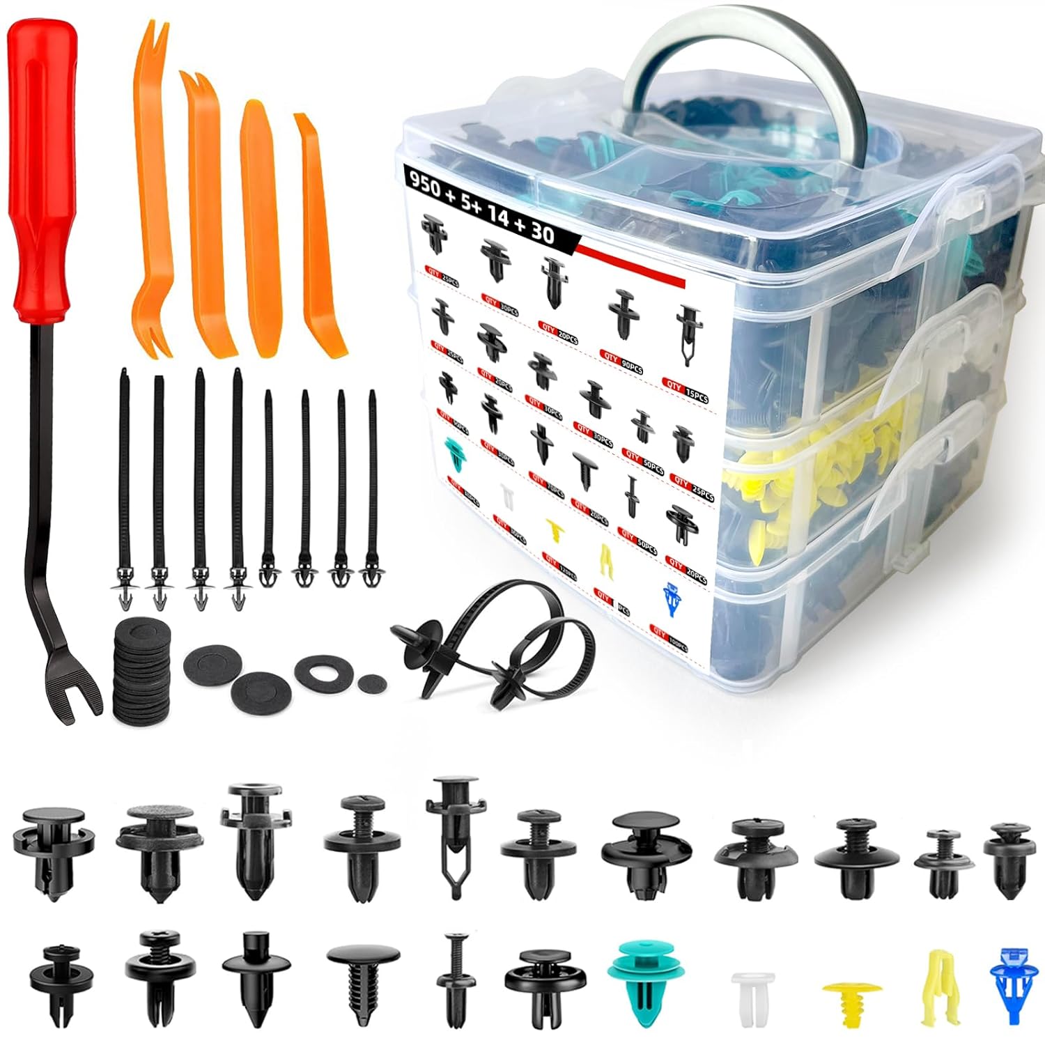 999-Piece Car Push Retainer Clips Body Clips Plastic Fasteners Kit 22 ...