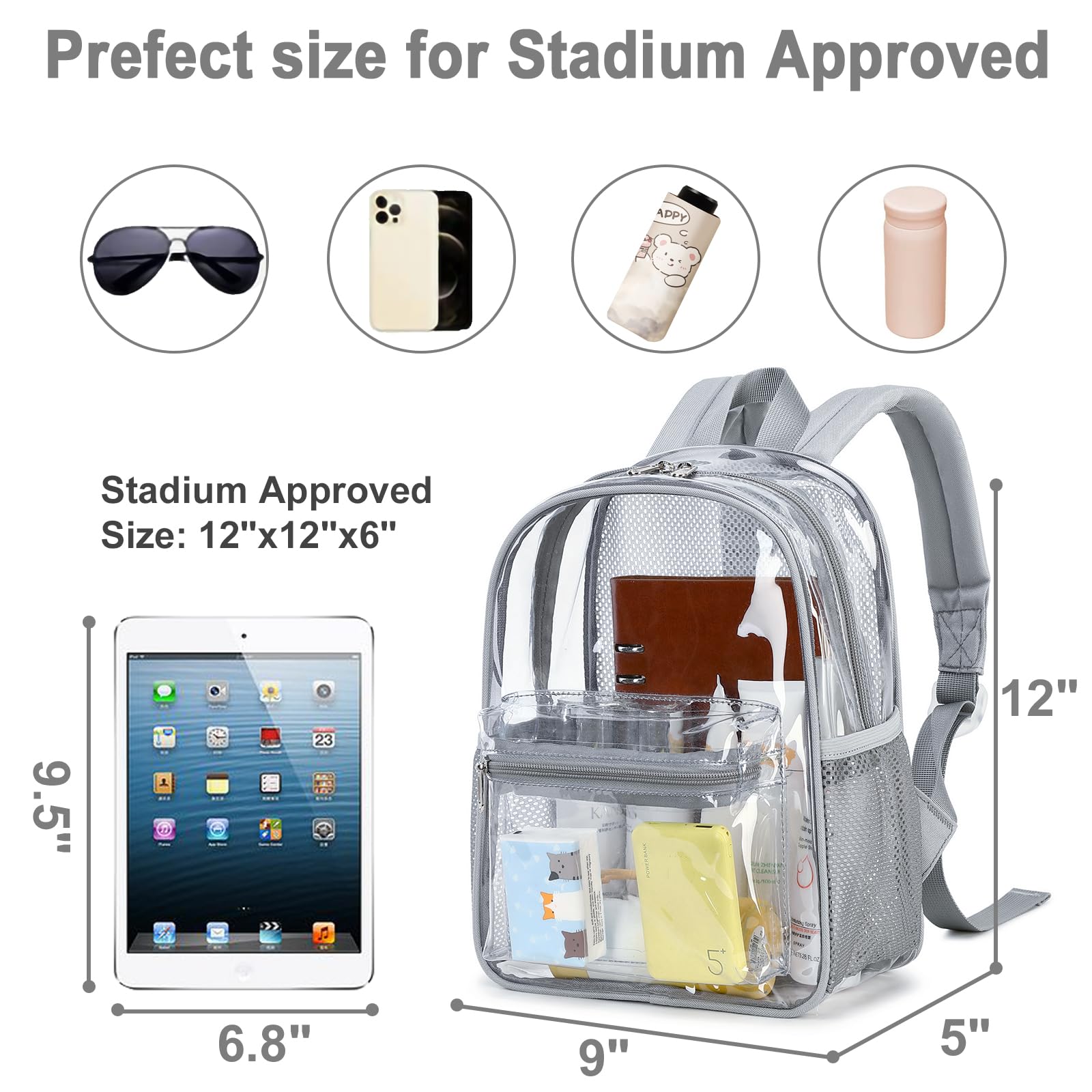 Snapklik.com : Clear Mini Backpack For Stadium Events 12x12x6 Small ...