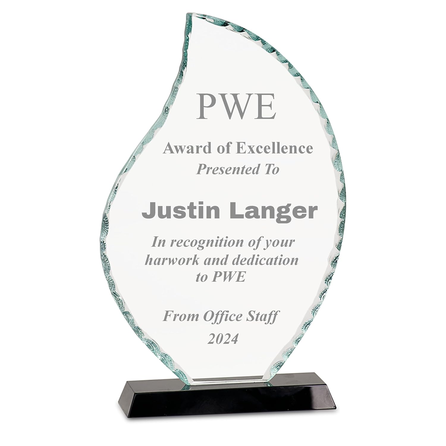 Amazon.com: Flame Glass Plaque Award, Personalized Glass Award ...