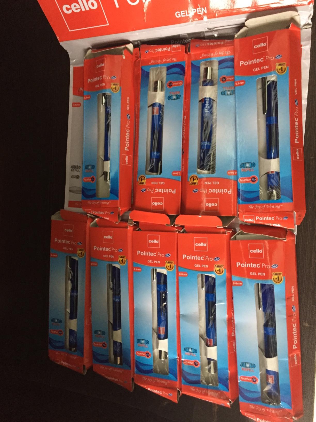 Cello Pointec Pro Gel Pen (Pack of 10 pens - Blue) | Premium metallic ...