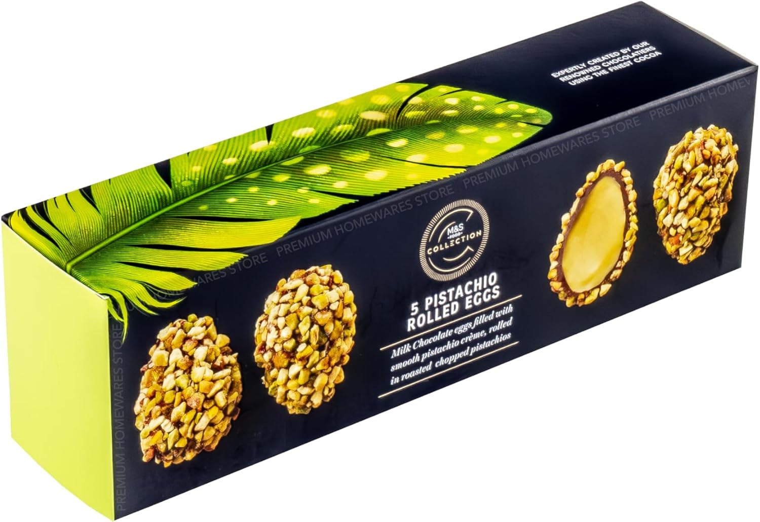M&S Collection Box of 5 Premium Pistachio Creme-Filled Rolled Easter Eggs with Roasted Chopped ...