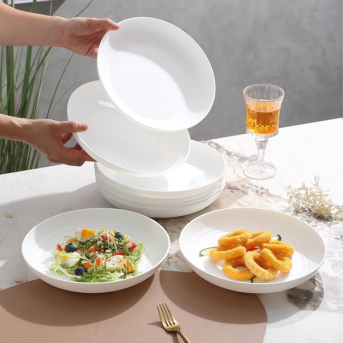 Snapklik.com : Large Deep Plastic Plates 8 Pieces, 9 Inch Dinner Plates ...