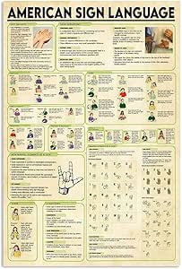 Amazon.com: ESETASOT American Sign Language Metal Sign Vintage Wall ...