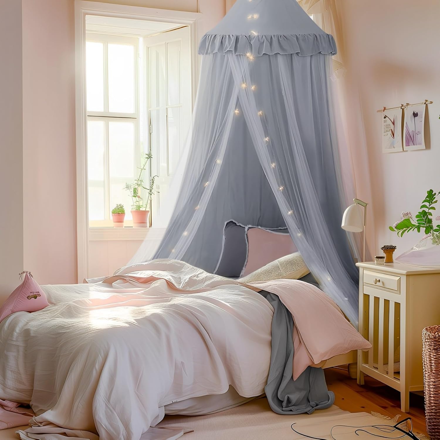 Amazon.com: little dove Bed Canopy with Star Lights, Double Layer ...