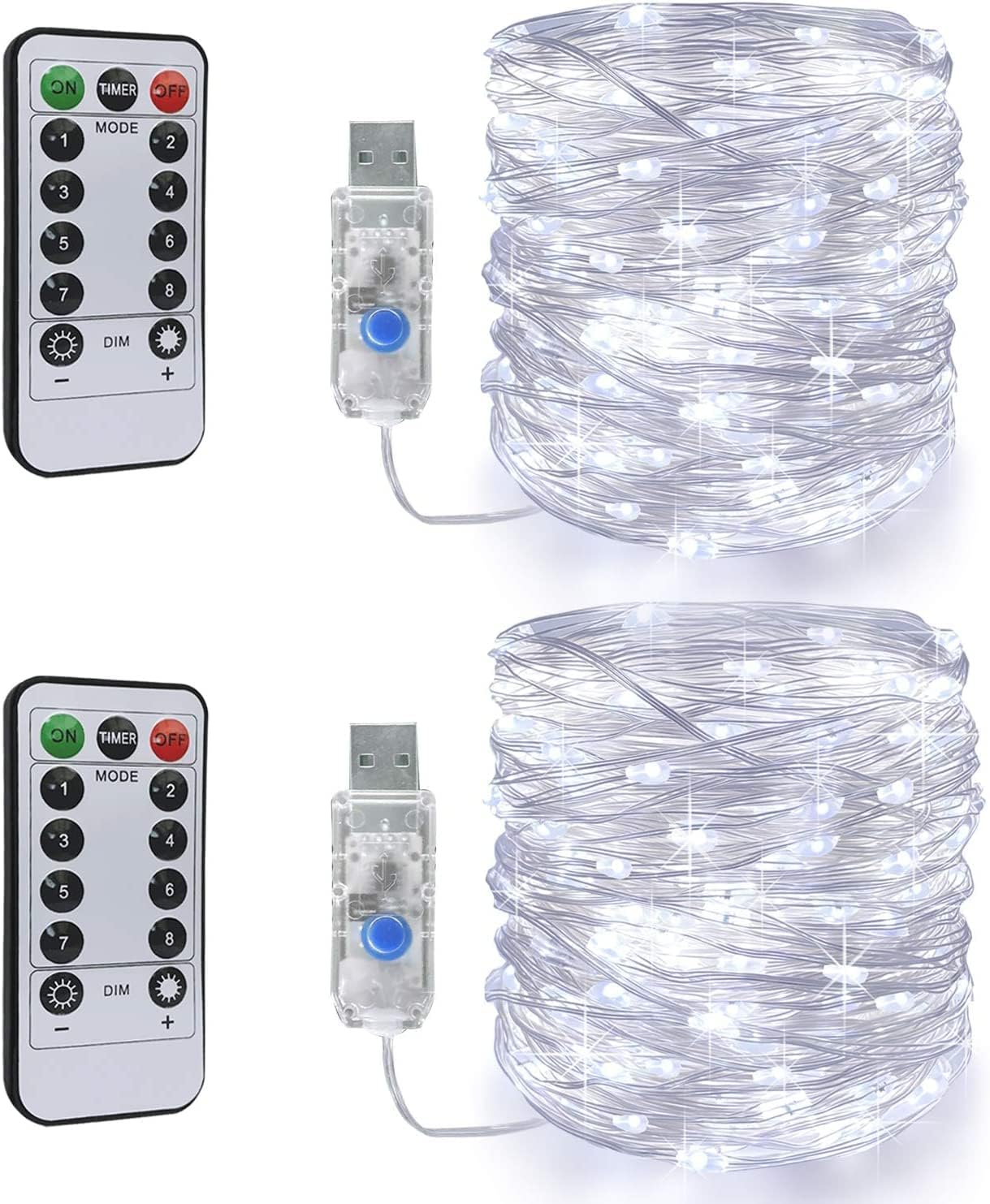 [2 Pack] QOCNAM Led String Lights, 10M 100LED String Fairy Lights USB ...