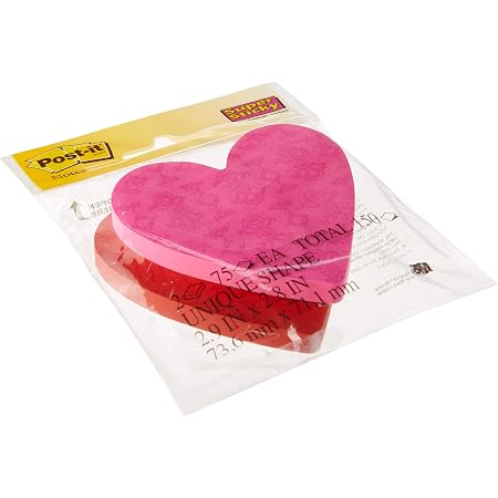Post-it® Super Sticky Notes, 3 in x 3 in, Heart Shape, Assorted Colors ...