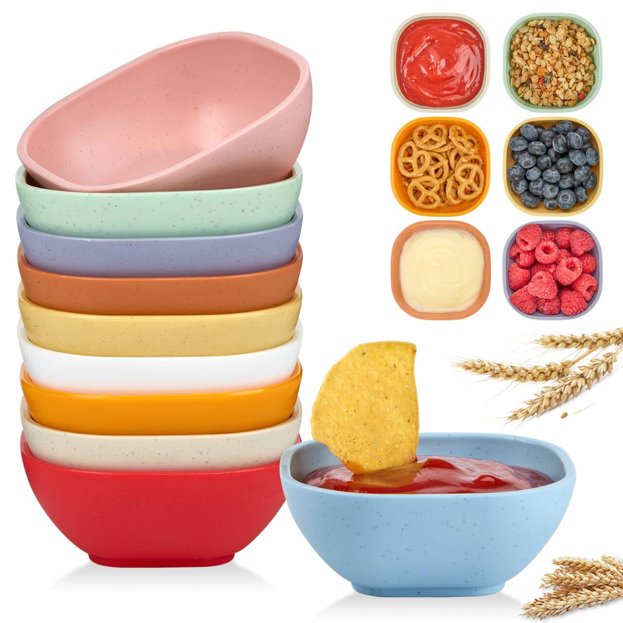 Snapklik.com : 10 Pack Wheat Straw Soy Sauce Dishes, 4.5 Oz ...