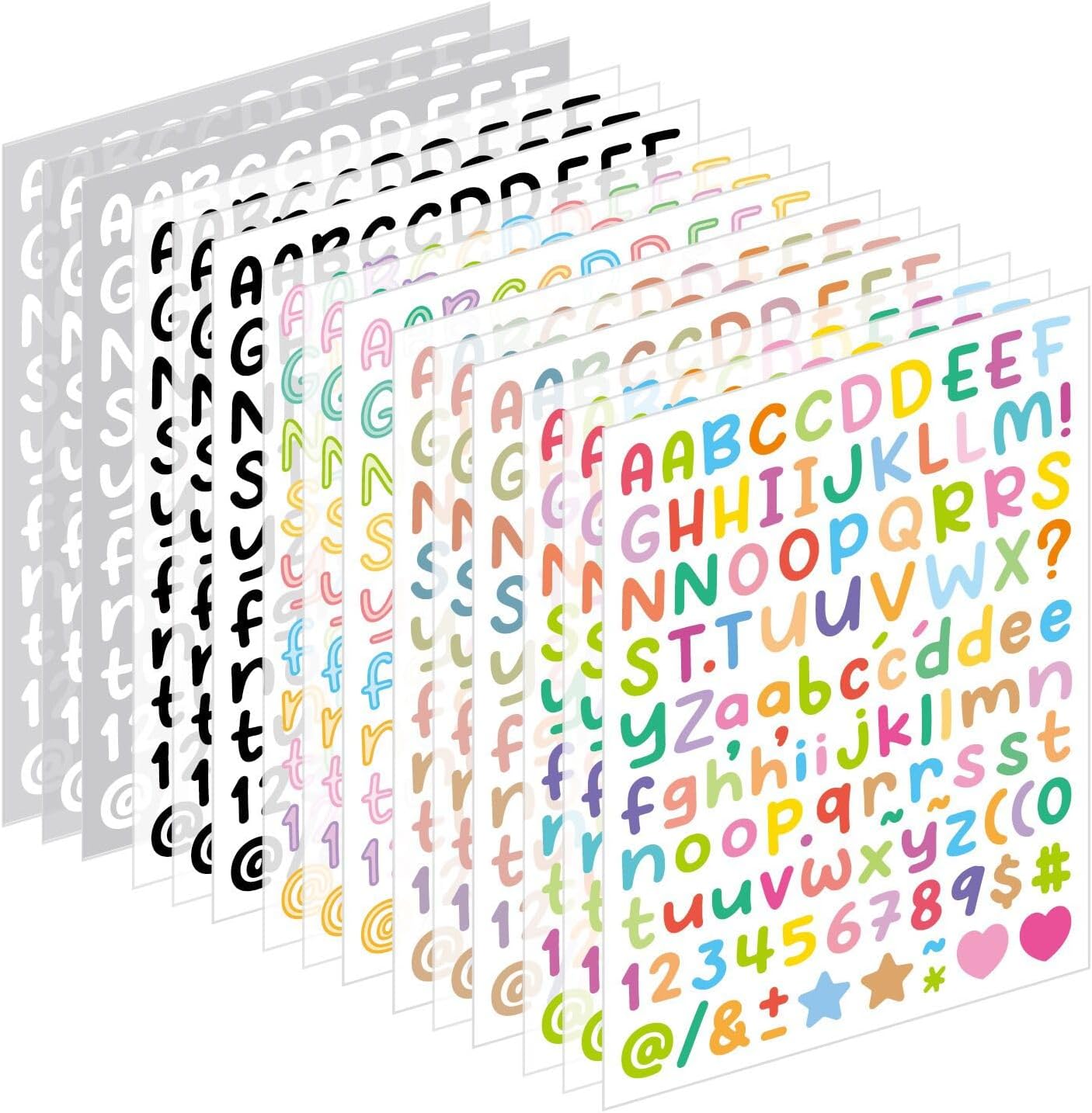 Amazon.com: 15 Sheets 1680 Pieces 0.5-inch Numeric Alphabet Stickers ...