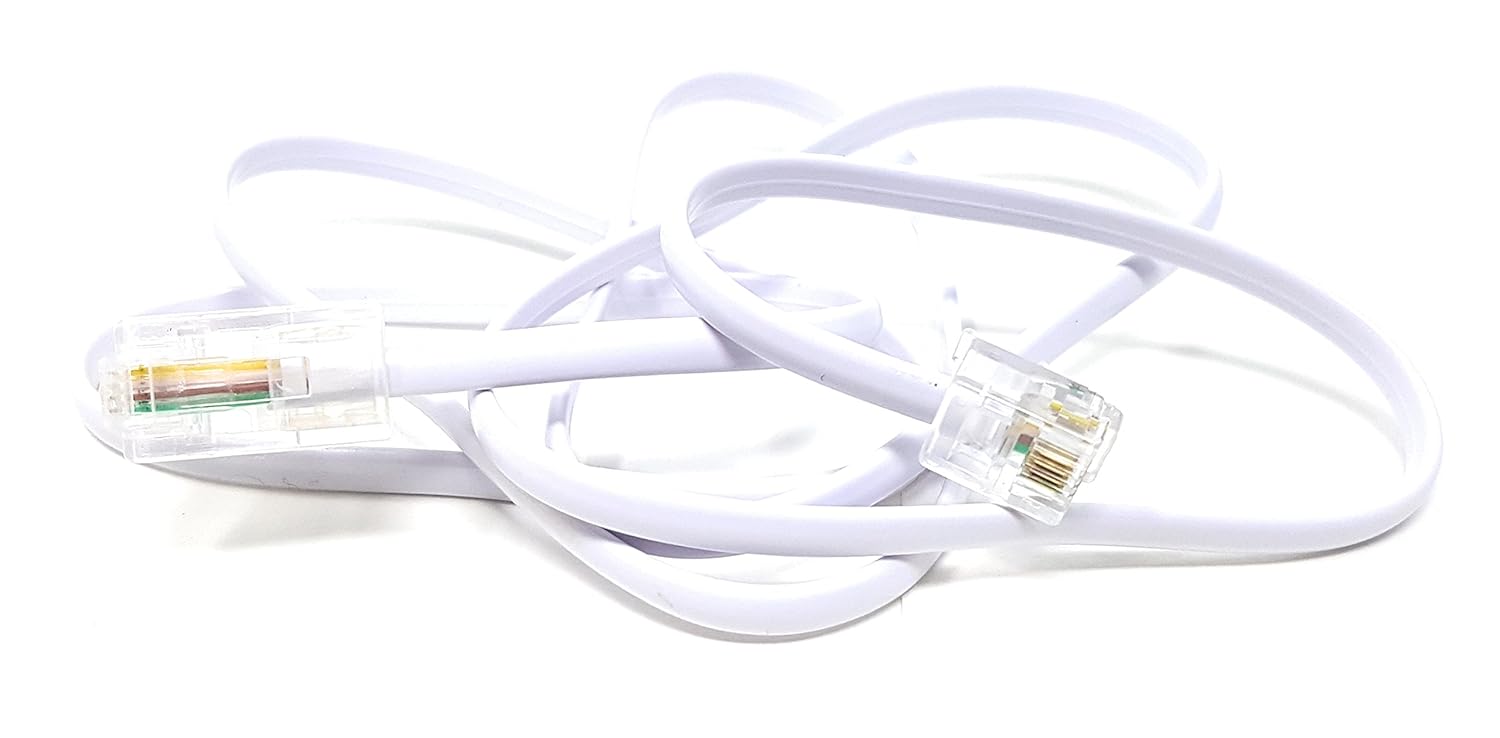 MainCore 1m long White RJ11 to RJ45 / ADSL Modem, Broadband Data 4 wire ...