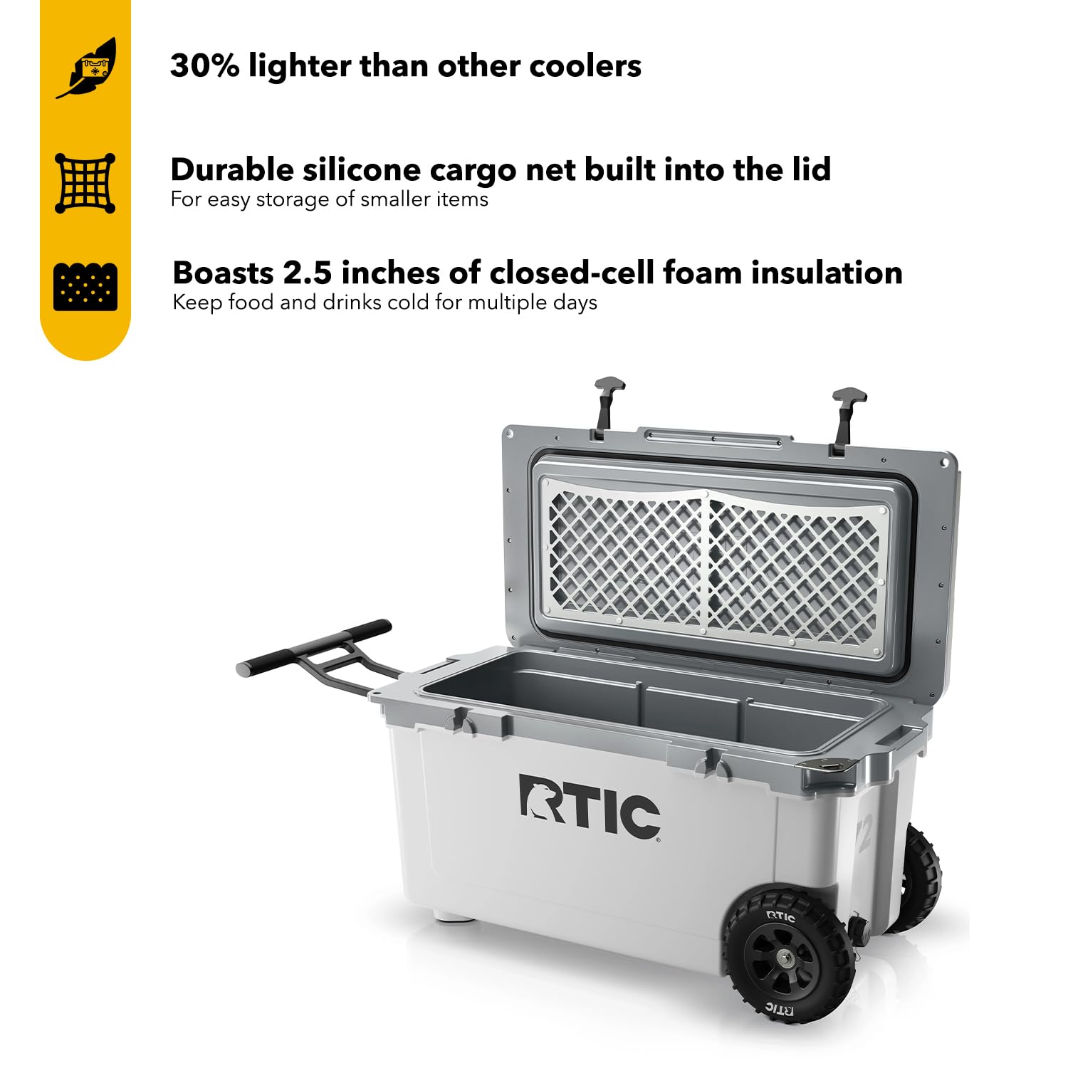 RTIC 72 Quart Ultra-Light Wheeled Cooler Hard Insulated Portable Ice ...