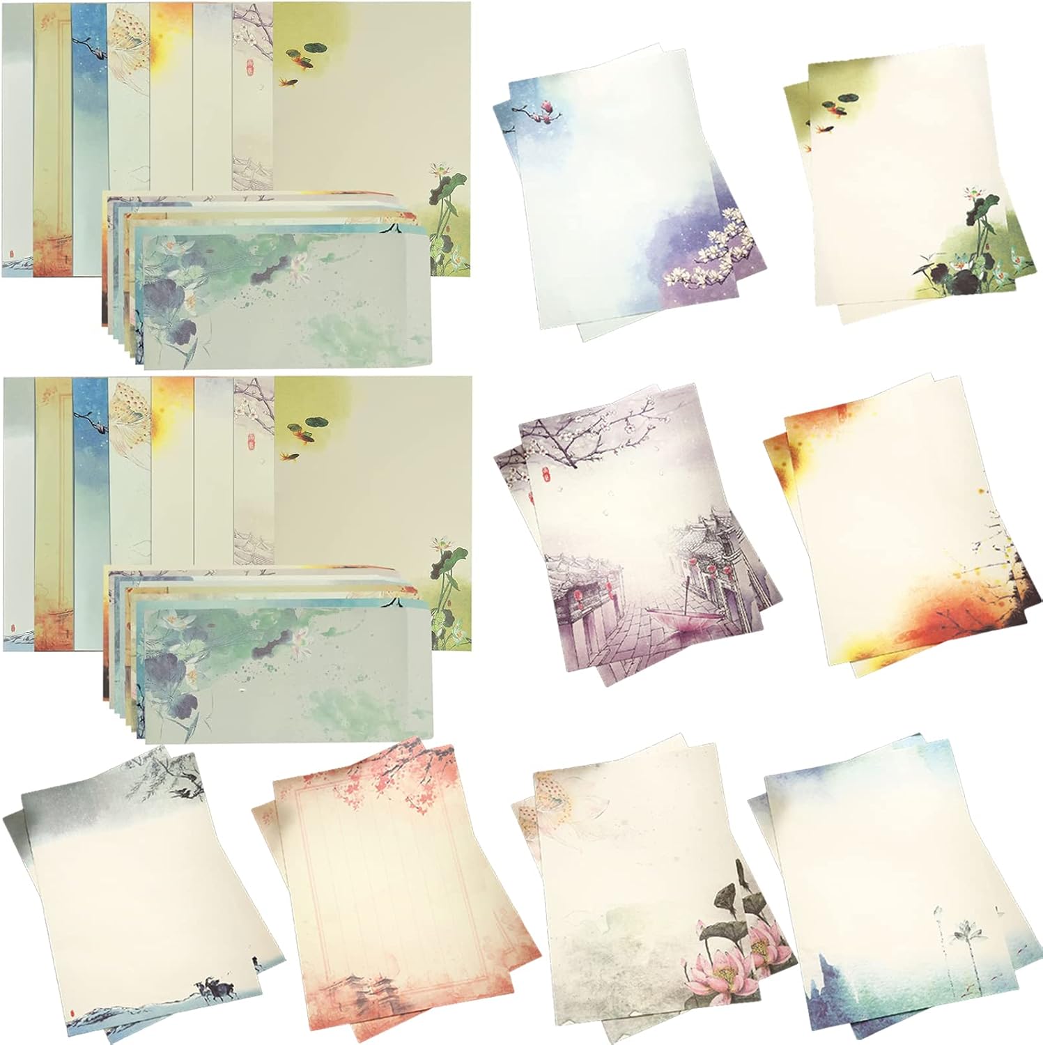 Stationary Writing Paper 8 Set Flower Writing Paper Stationery Motif ...