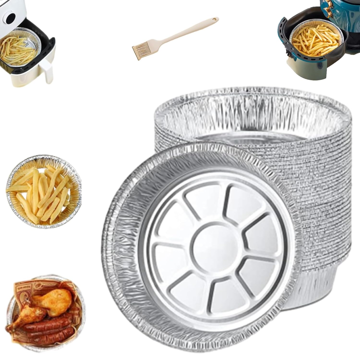 Amazon.com: 50 PCS Set Reusable Aluminum Foil Air Fryer Liners, Non ...