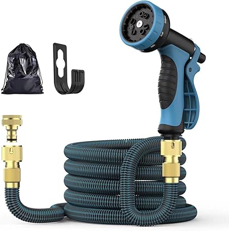 Gartenschlauch 15M Wasserschlauch Flexibel mit 10-Funktions-Düse Brause Adapter Aufhänger ...