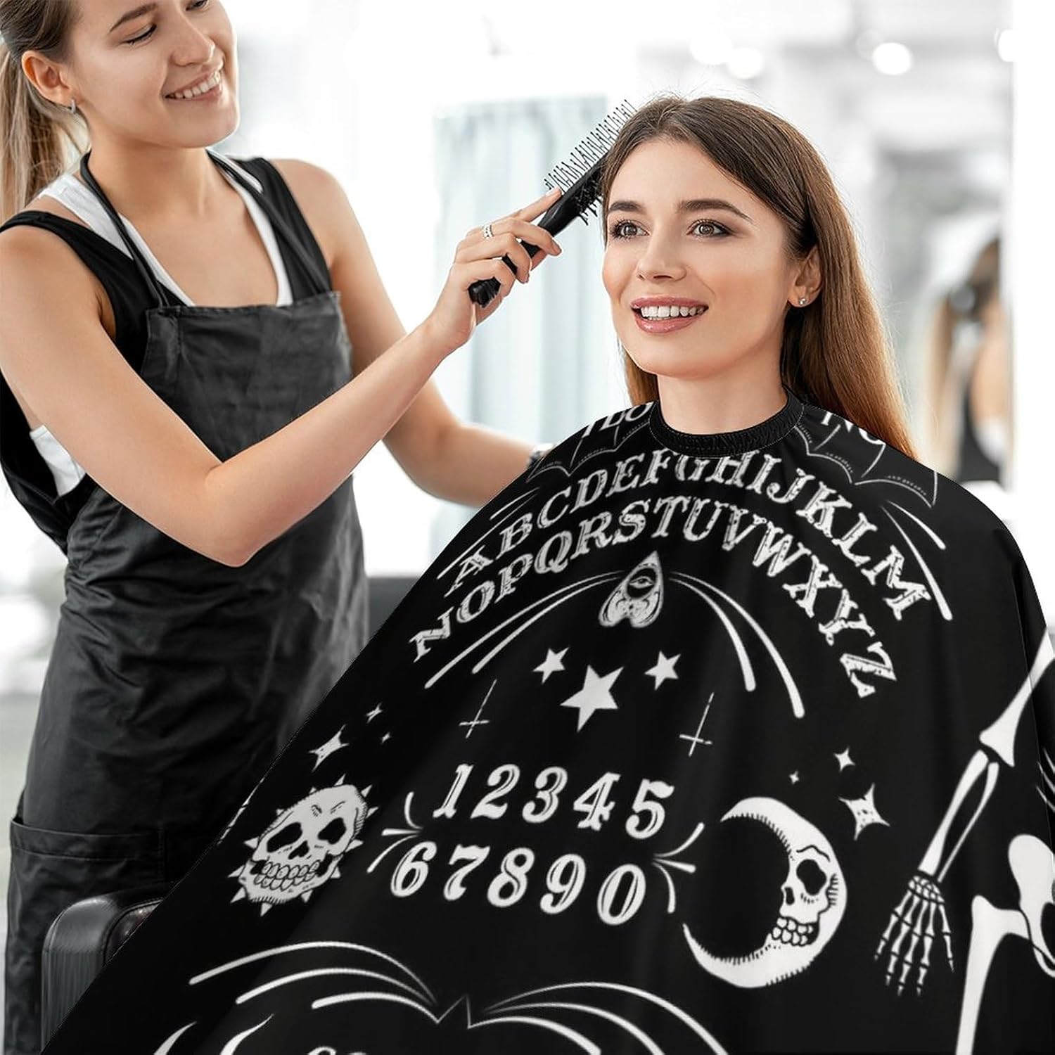 Haircut Barber Cape Cover Ouija Board Magical Game Sun Moon Goth Skull ...