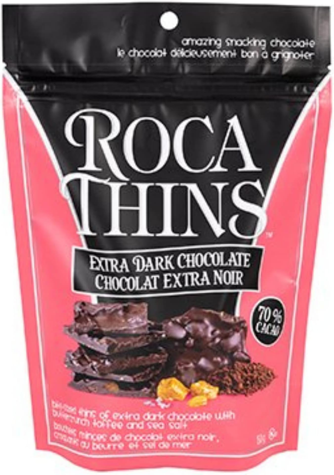 Amazon.com : Brown & Haley ROCA THINS Extra Dark Chocolate Stand-up ...