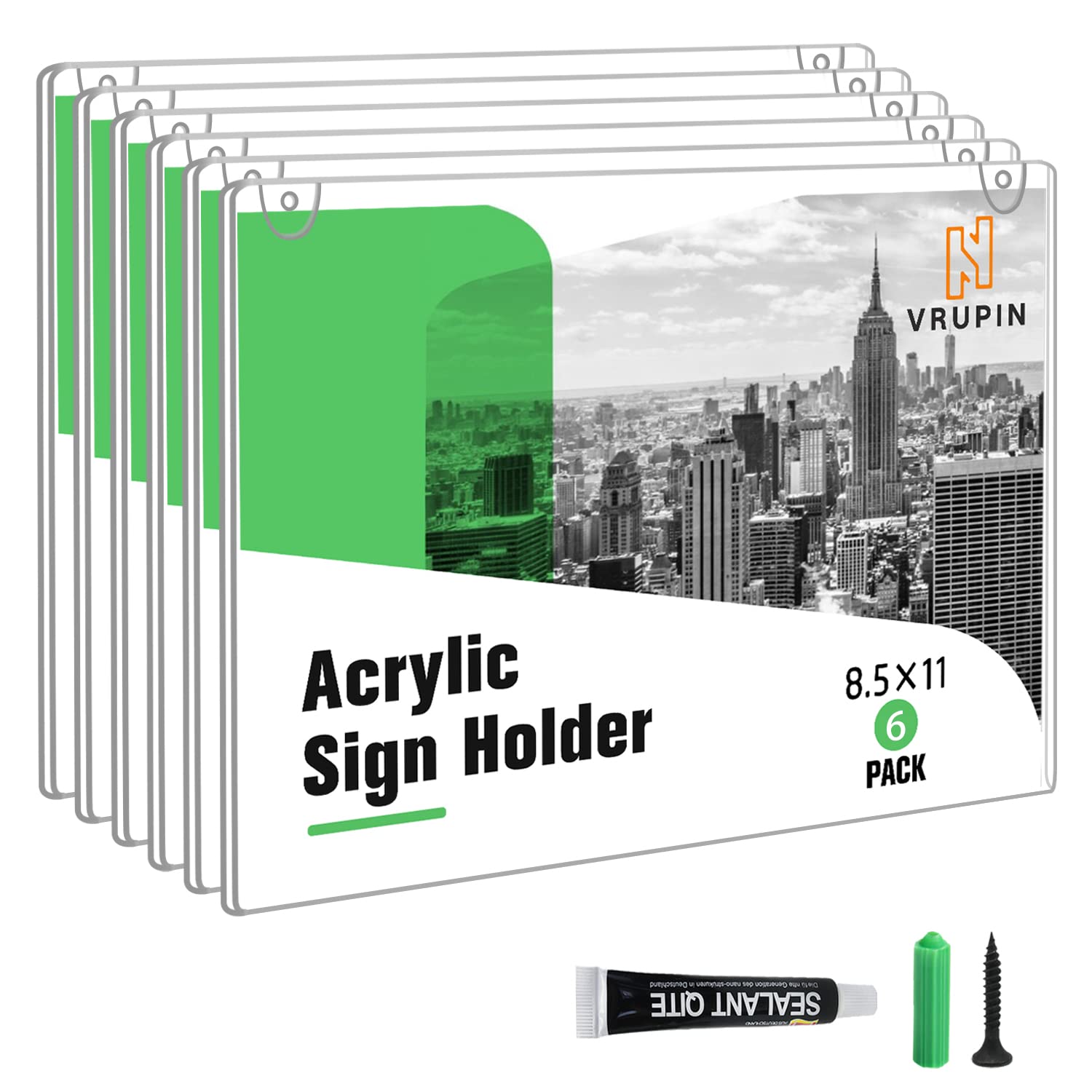 Amazon.com: vrupin 6 Pack Acrylic Sign Holder, Wall Mount Acrylic Sign ...