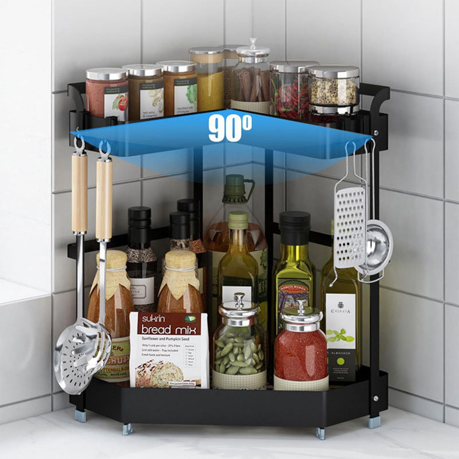 USHA SHRIRAM 2 Layer Carbon Steel Oil Bottle Holder For Kitchen With ...