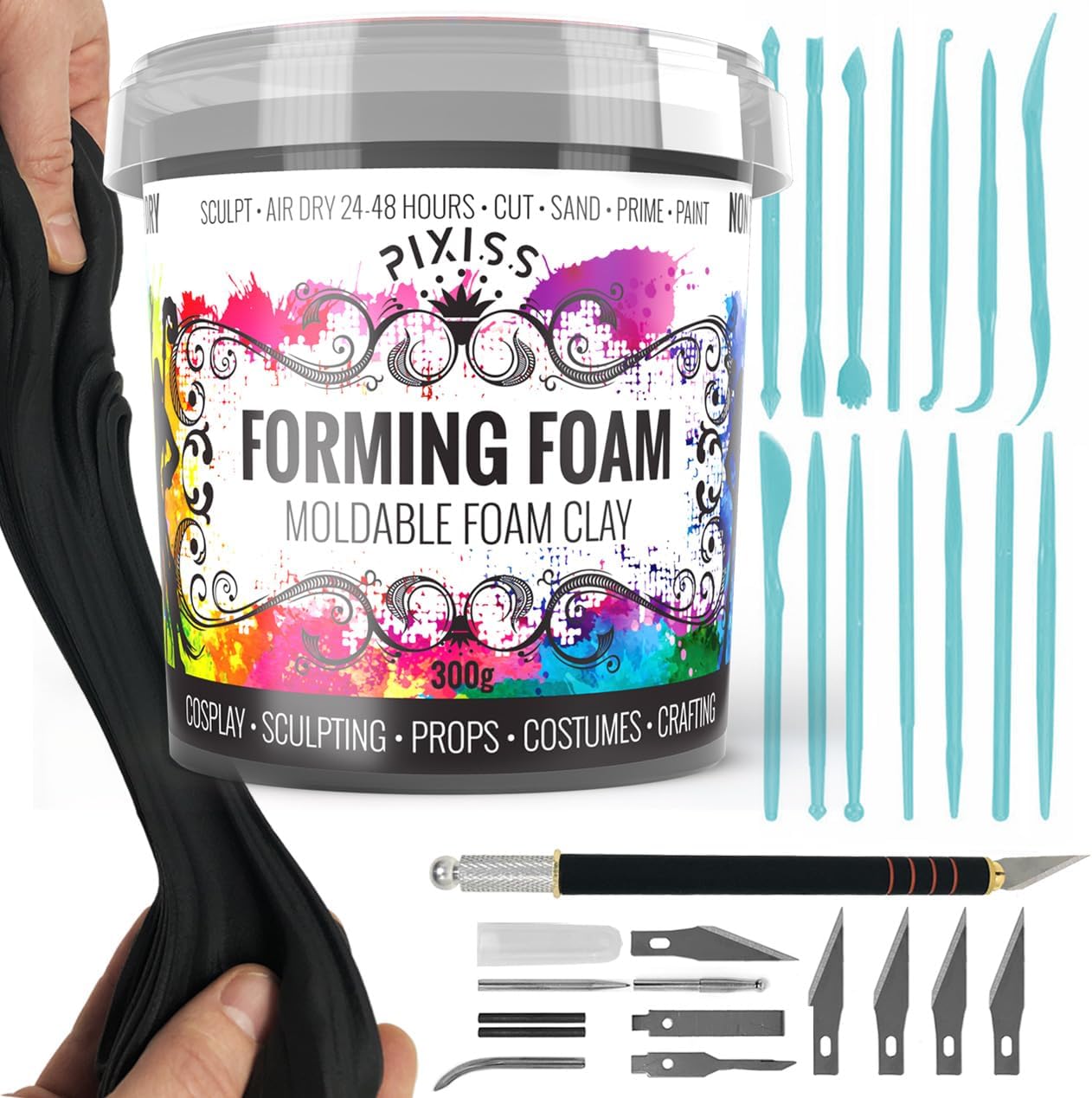 Amazon.com: Moldable Cosplay Foam Clay (Black) - Premium Modeling Foam ...