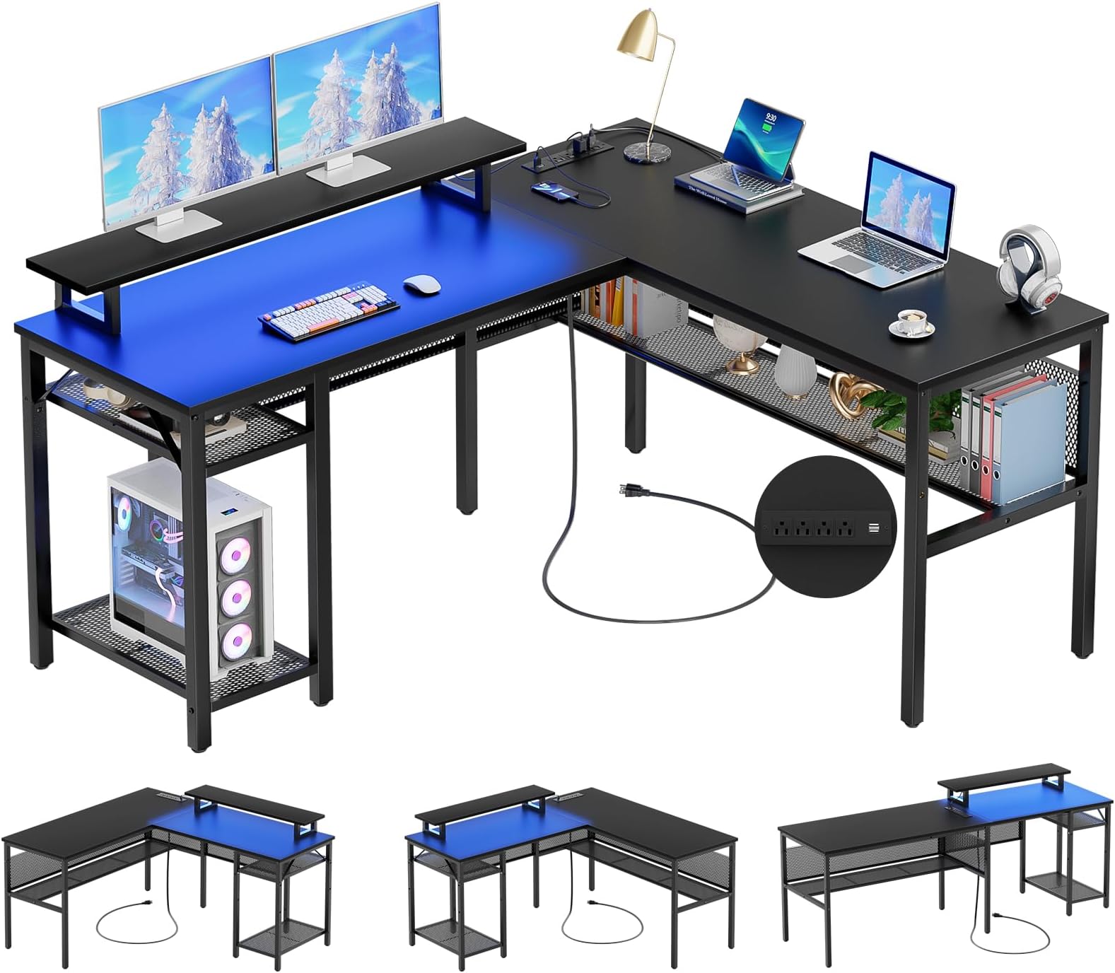 Amazon.com: ODK L Shaped Gaming Desk, 53'' Corner Computer Desk with ...