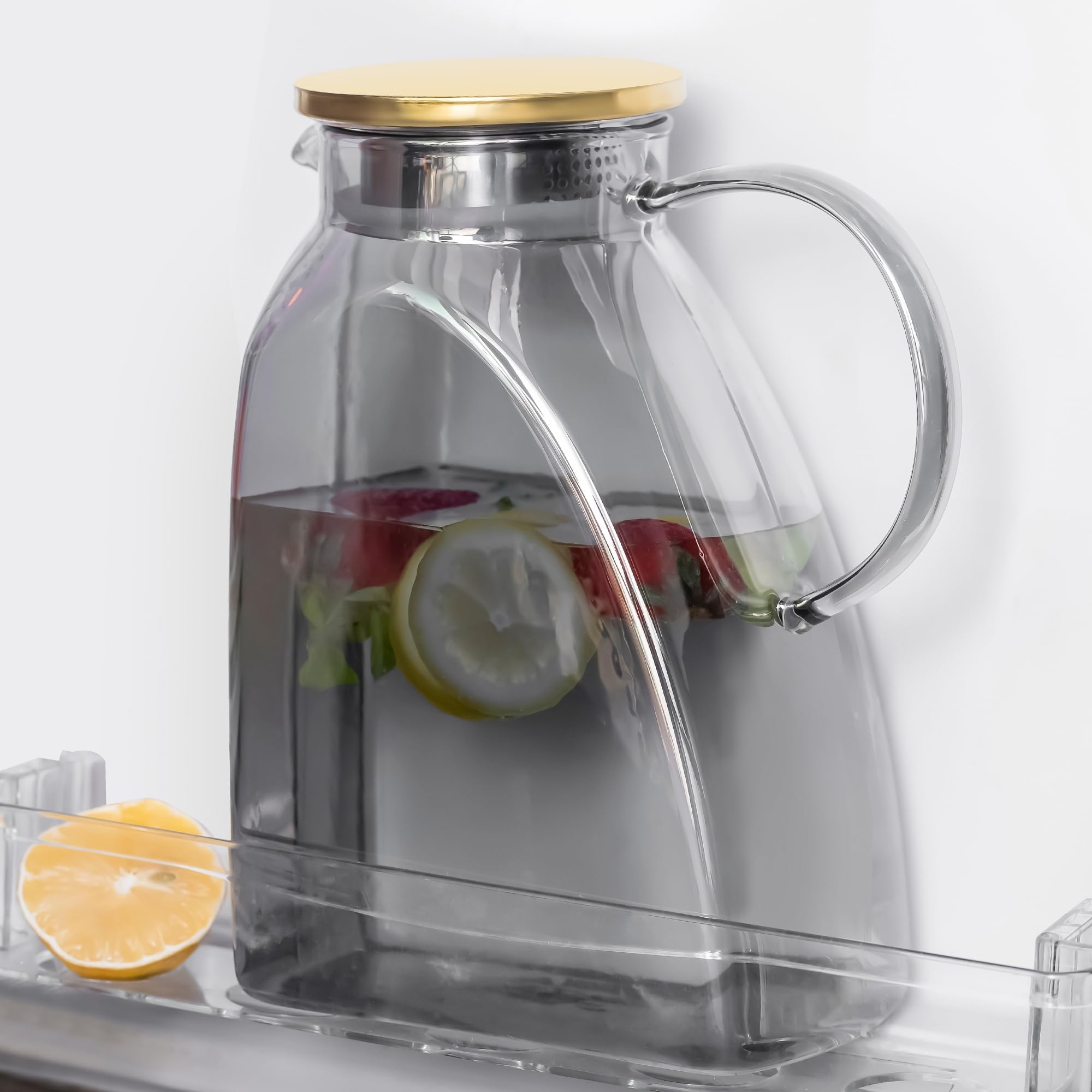 Amazon.com: Glass Pitcher With Lid For Fridge,60 oz Glass Pitchers With ...