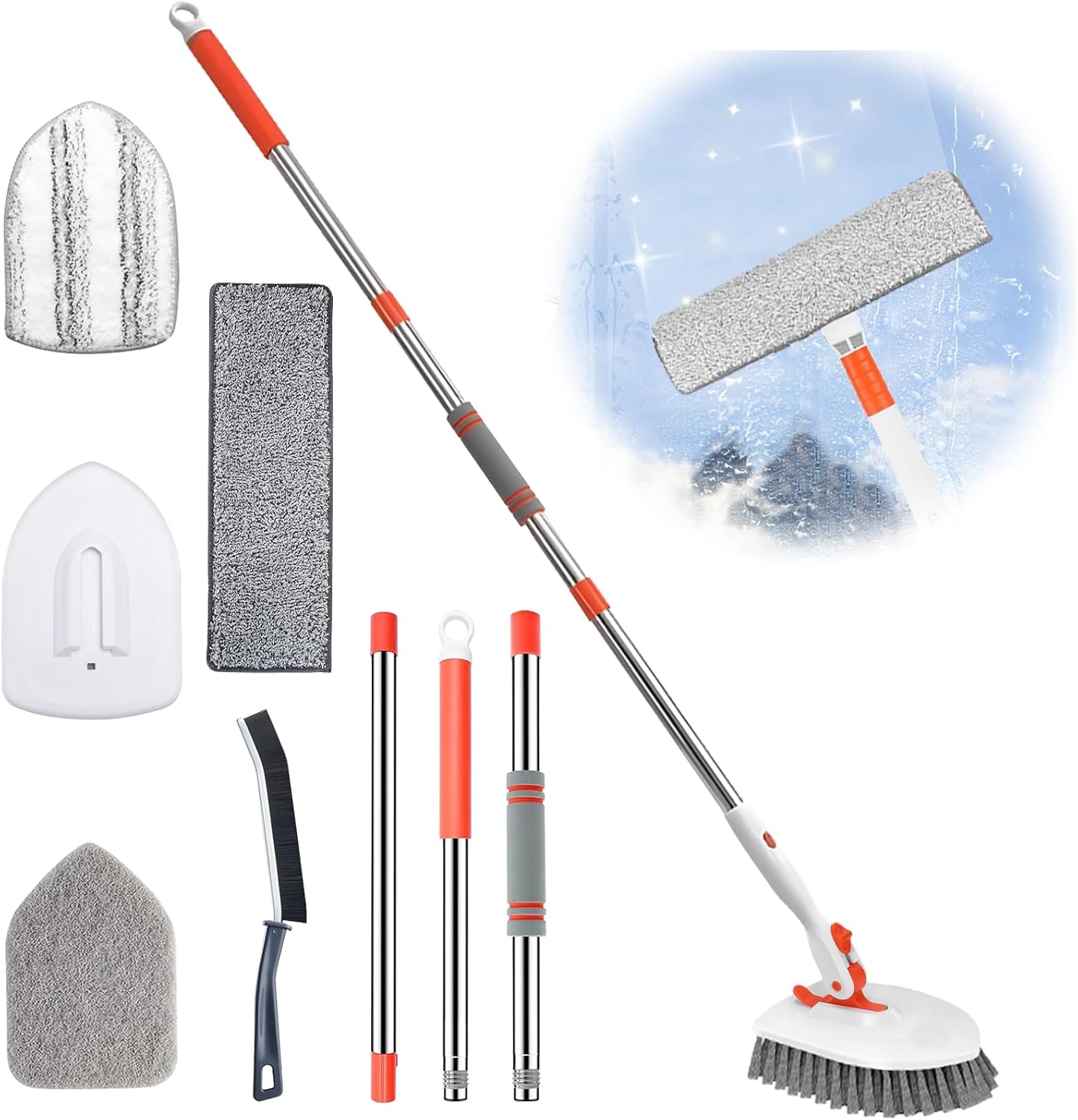 4 in 1 Telescopic Window Cleaner - Adjustable Bathroom Cleaning Brush ...