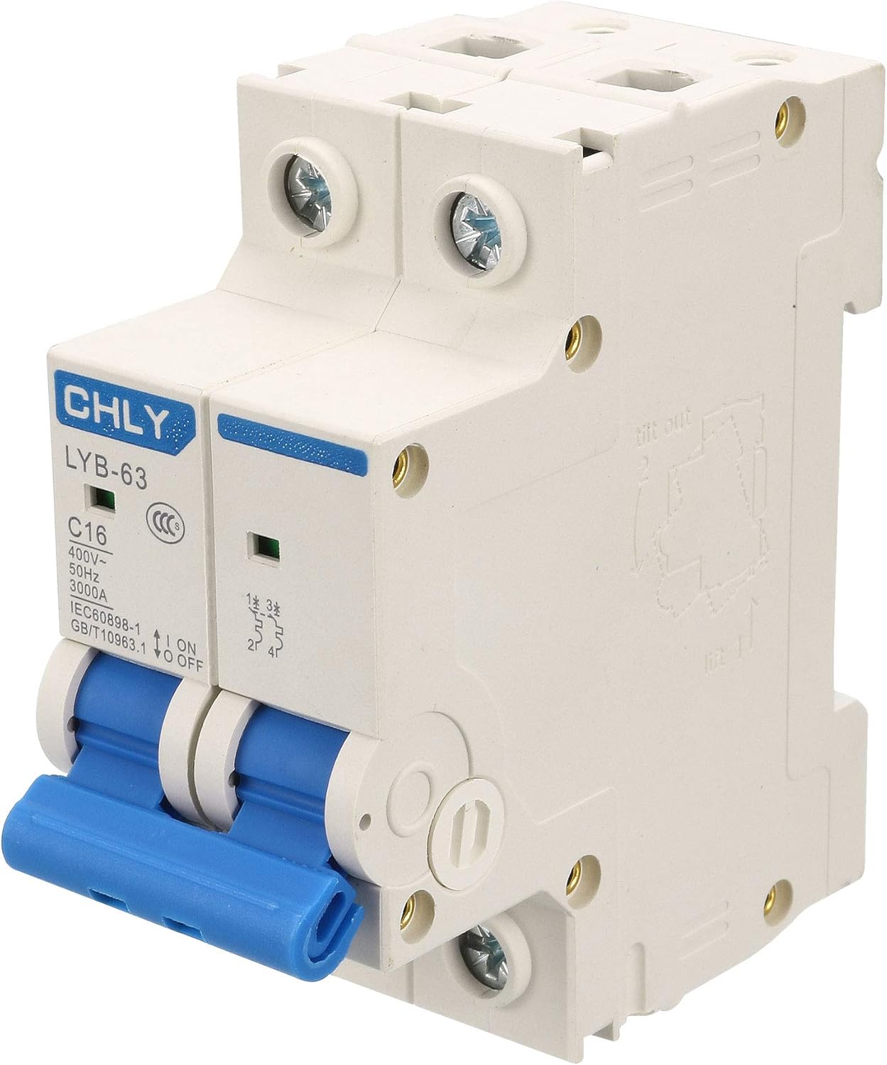 uxcell DZ47-63 C16 16A AC 400V Two Pole Mini Circuit Breaker - Miniature Circuit Breakers ...