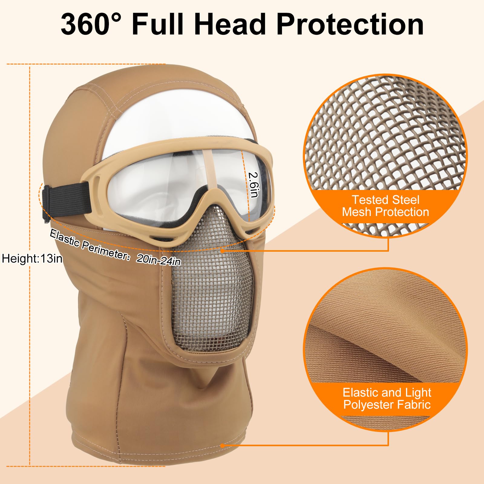 VPZENAR Airsoft Helmet,Tactical Khaki Helmet with NVG Mount,Airsoft ...