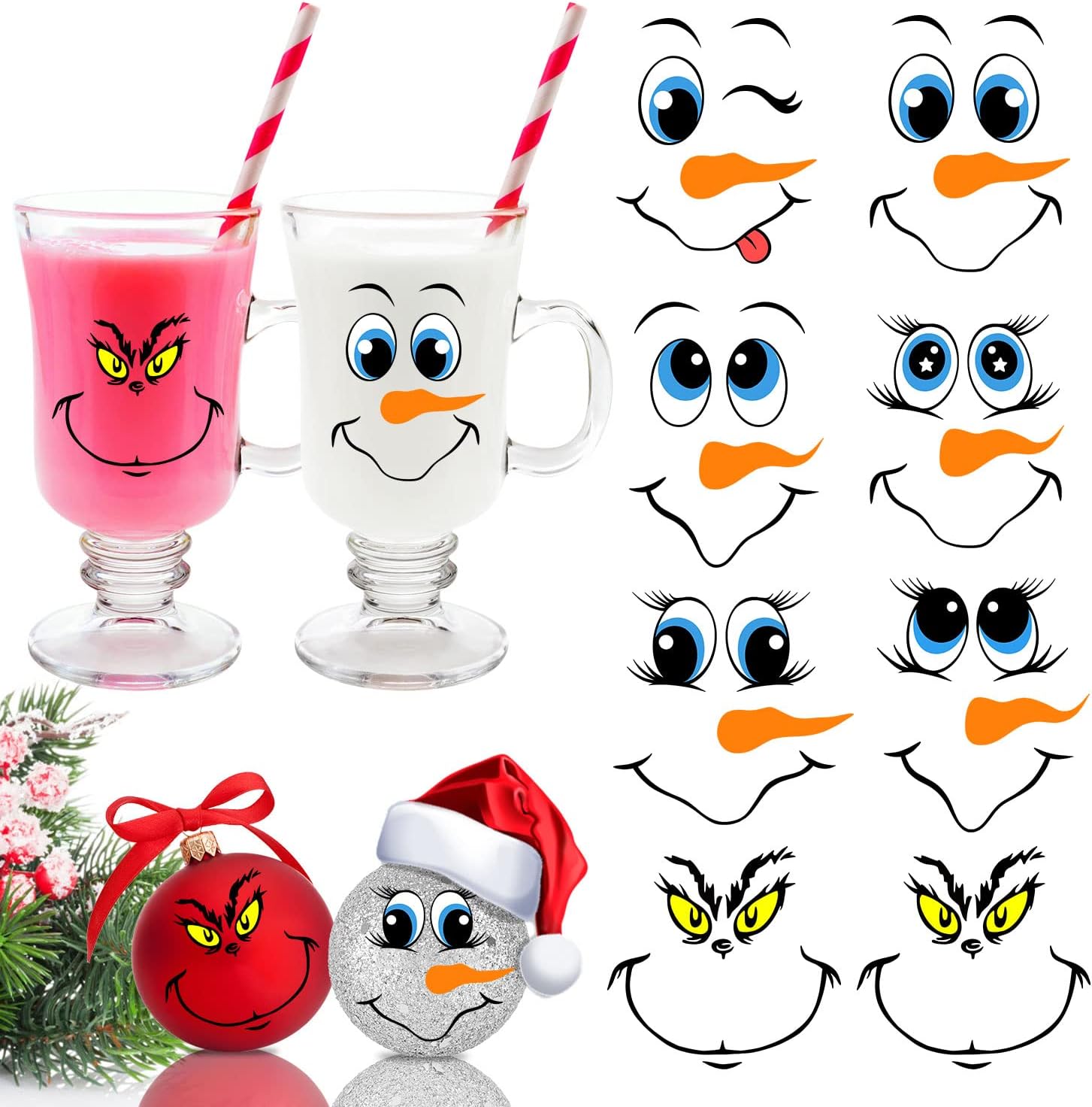 Amazon.com: iMagitek 36 Pcs Snowman Face Stickers for Christmas ...