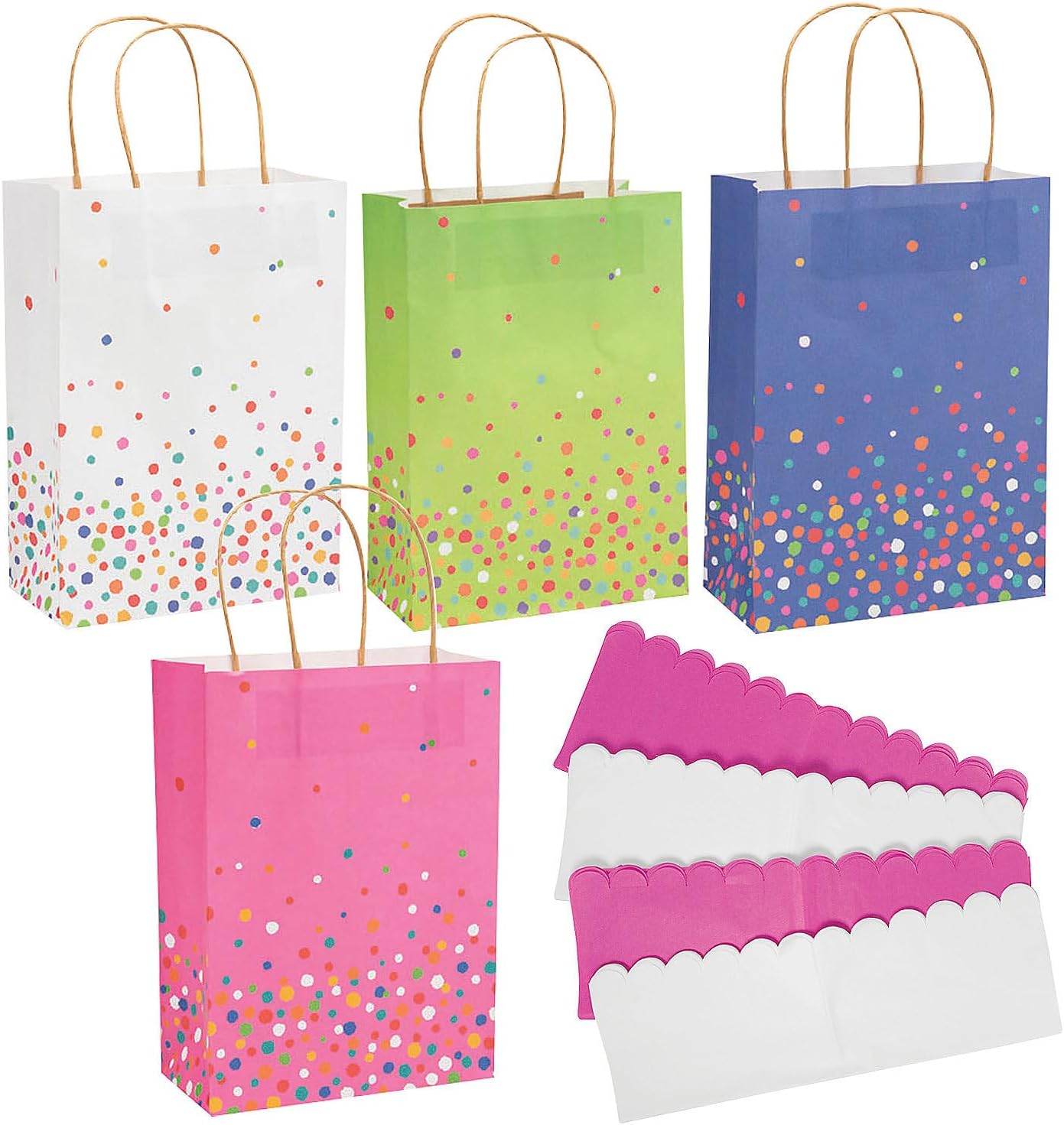 Amazon.com: Fun Express Bright Sprinkle Gift Bags & Scalloped Tissue ...