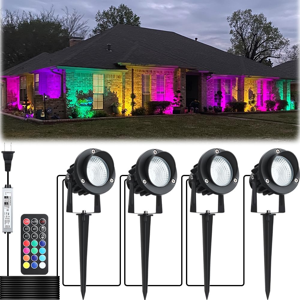 Fulanzaren 20W Halloween Spotlights Outdoor, 120V 1000lm RGB LED Spot ...