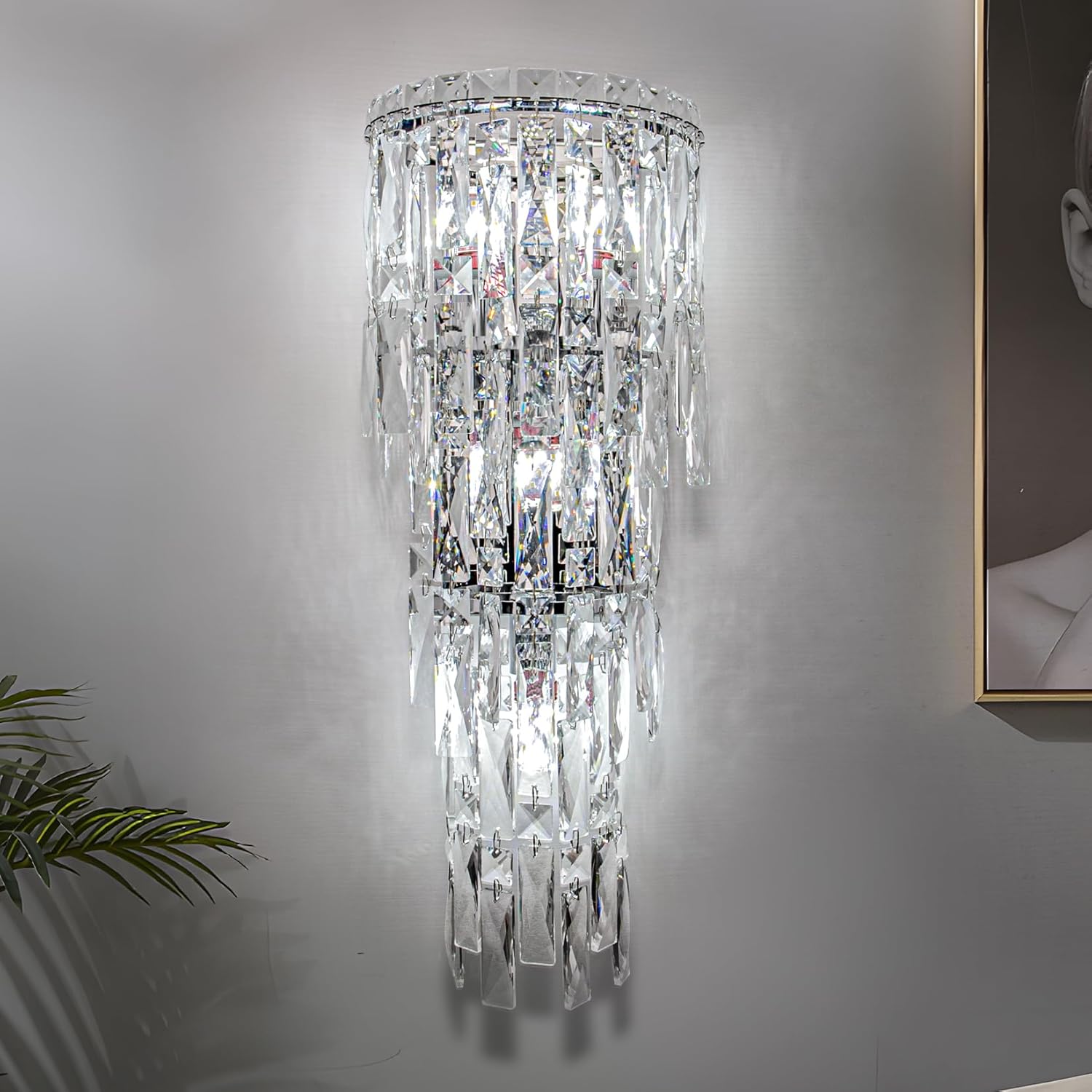 Wall Sconces,Modern Crystal Wall light Fixtures Indoor Luxury Chrome ...
