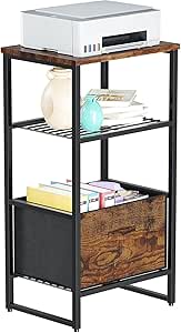 Amazon.com: MWQ Printer Stand with Fabric Drawer 3-Tier Small Printer ...