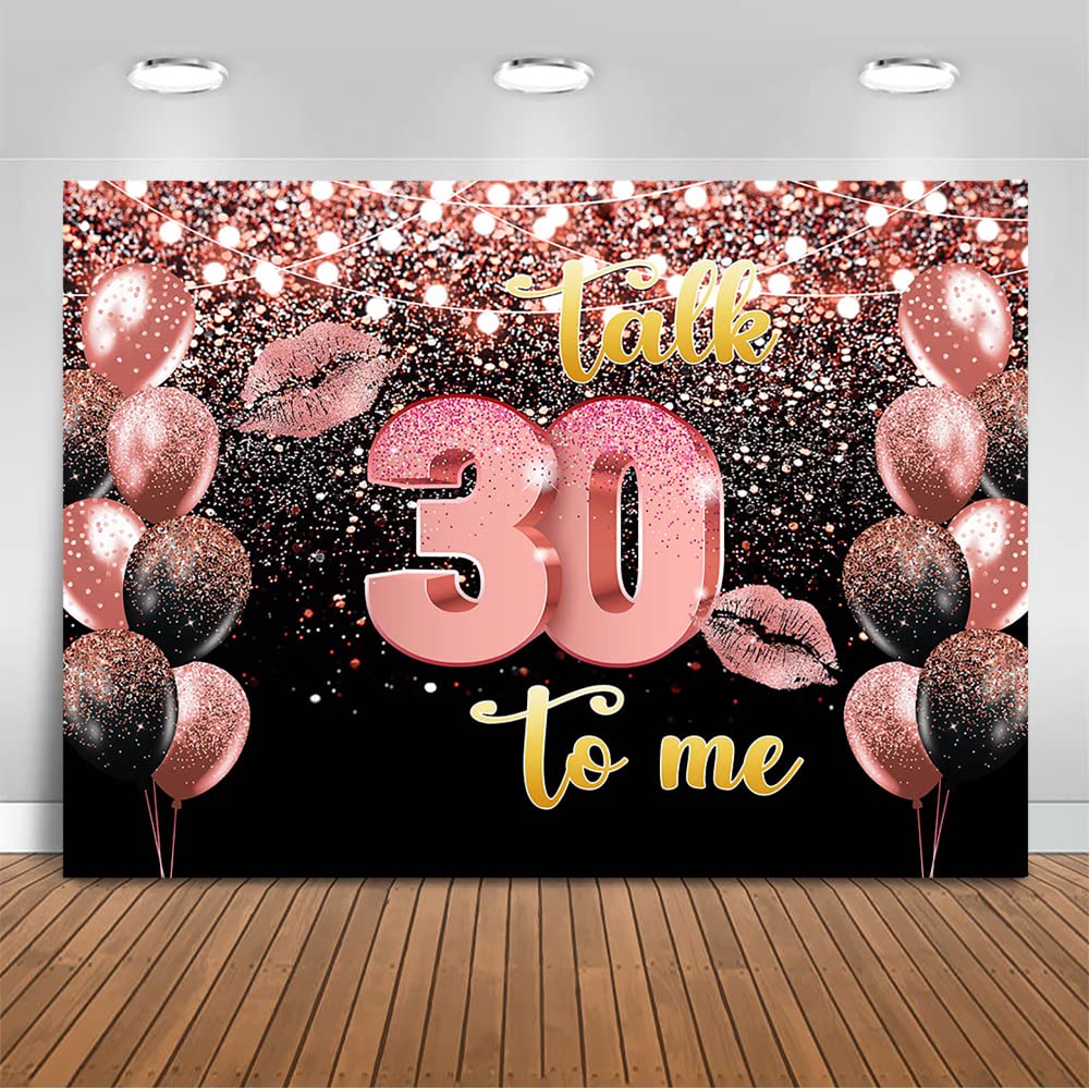 Buy Moca Talk Thirty to me Birthday Backdrop for Her Rose Gold 30th ...